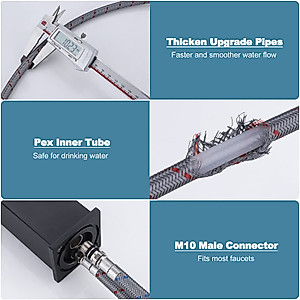 ARCORA 40" Bathroom Faucet Hose, Braided Nylon cUPC Supply Lines 3/8" Female Comp × M10 Male (1 Pair)