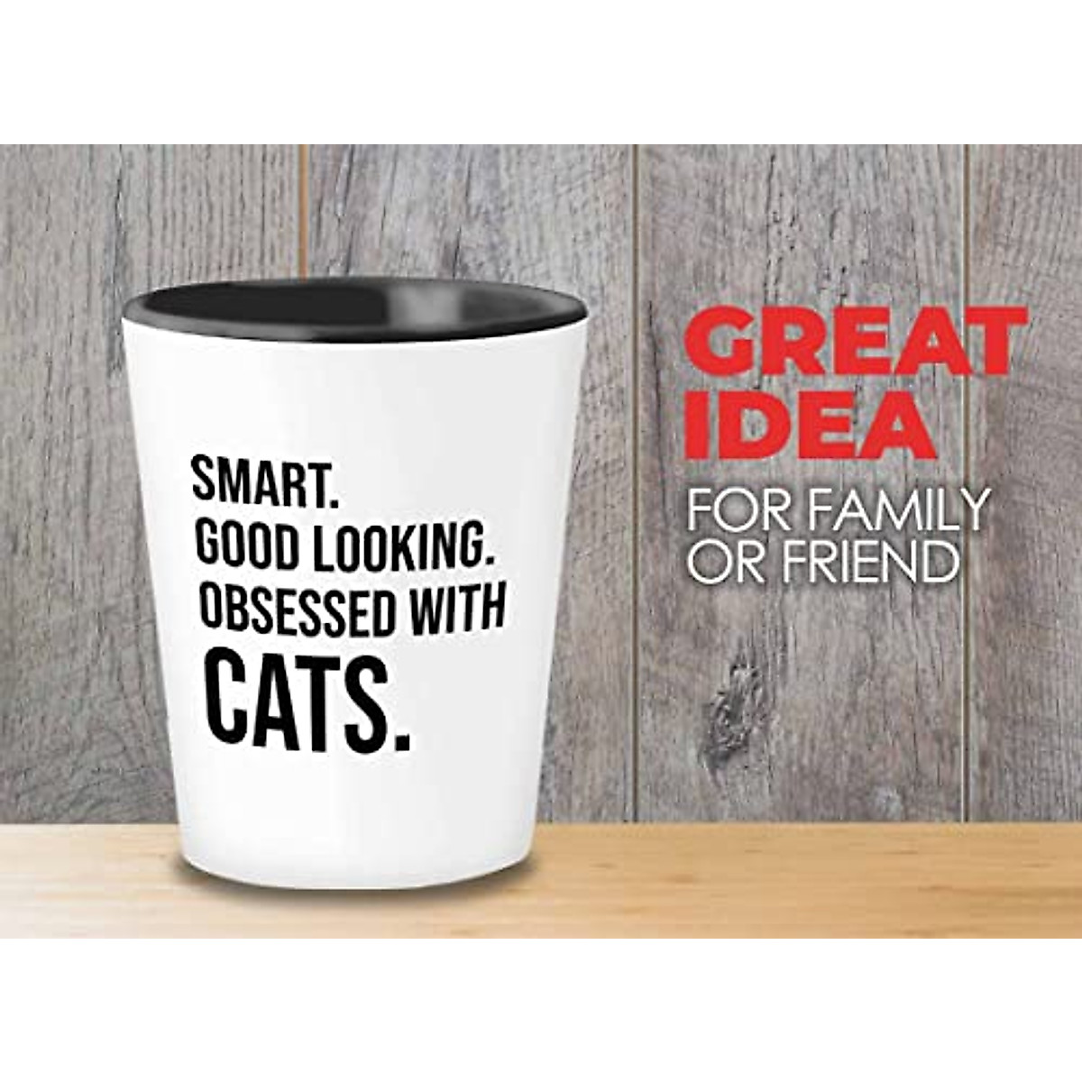 Flairy Land Funny Sarcasm Shot Glass 1.5oz - Smart Obsessed Cats - Sarcastic Joke Humor Comedy Boss Coworker Adult