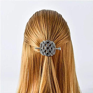 Tinsow Silver Vintage Hair Clip, 2 Pcs Celtic Hair Slide Pins Accessories for Women (Style C H)