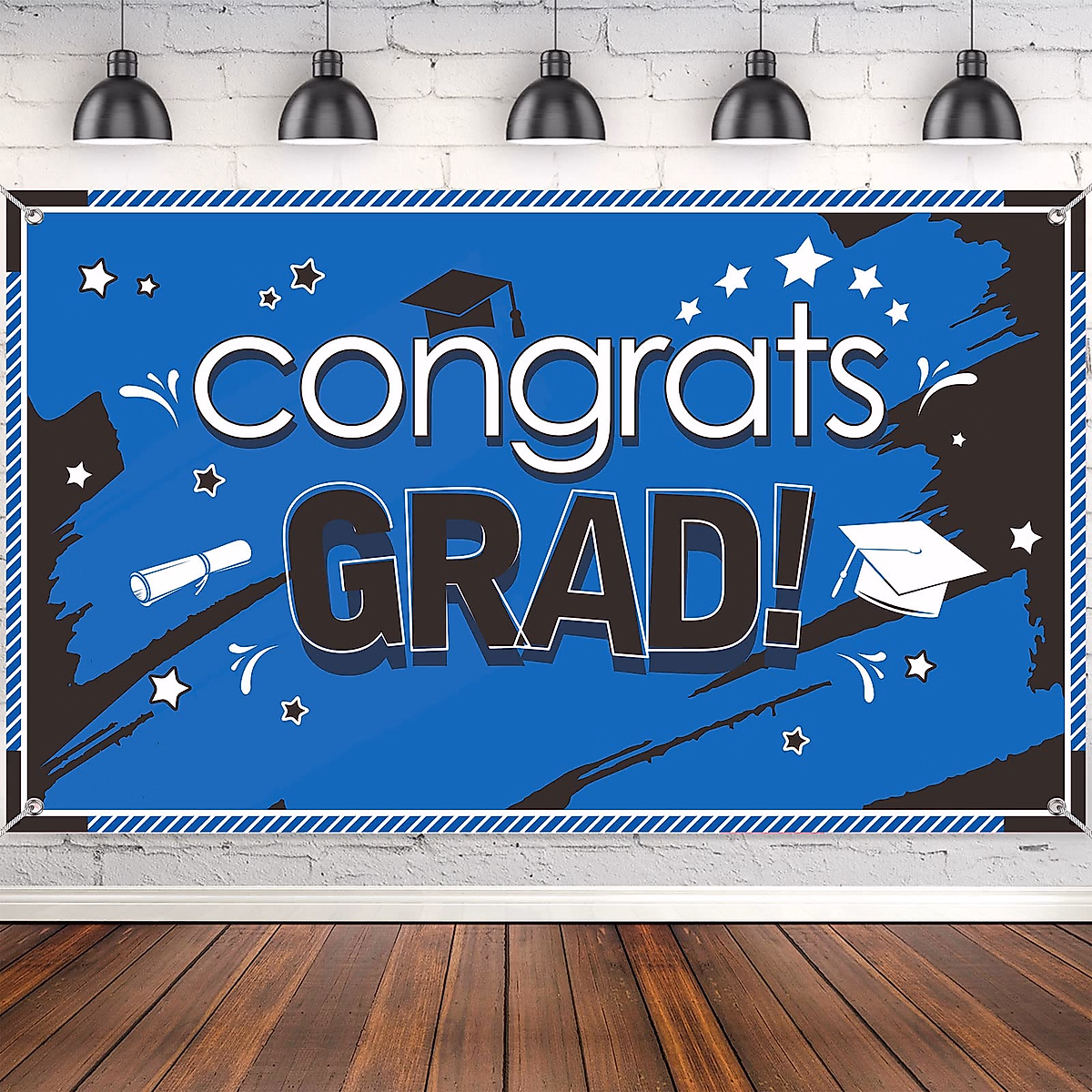 Graduation Banner 2022 Congrats Grad Banner for Graduation Party Supplies 2022, Large 70.87 x 43.31 Inch Graduation Decorations Fabric Graduation Backdrop(Blue)