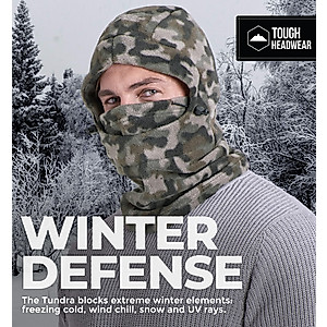 Tough Headwear Balaclava Ski Mask for Men and Women - Heavyweight Fleece Winter Shiesty Cover - Extreme Cold Weather Full Face Masks - Skiing & Snowboarding Snow Gear - Camo