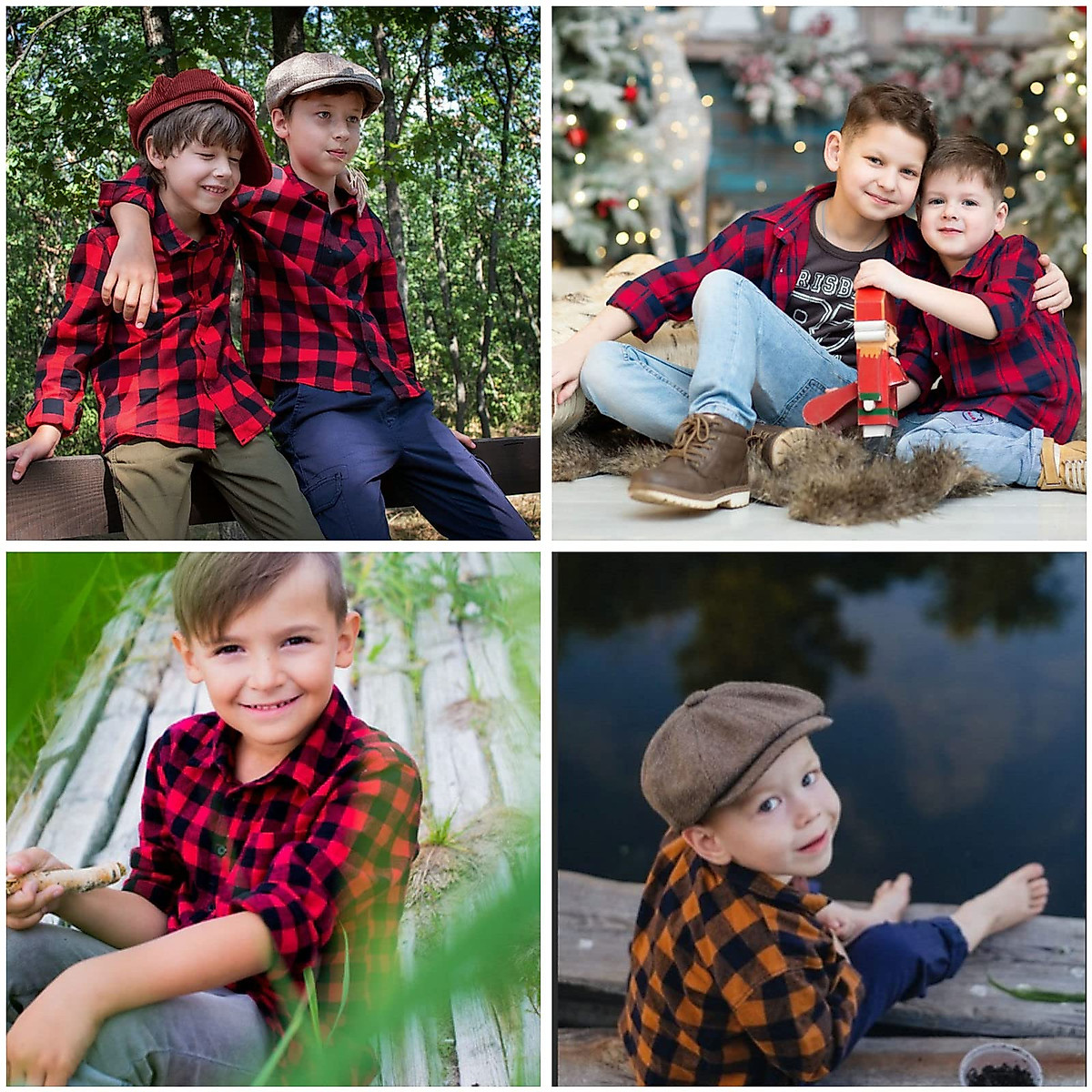 Boys Flannel Shirt Toddler Buffalo Plaid Shirt Long Sleeve Button Down Shirts Kids Casual Tops G001 Red Black Tag 160CM - 9-10 Years