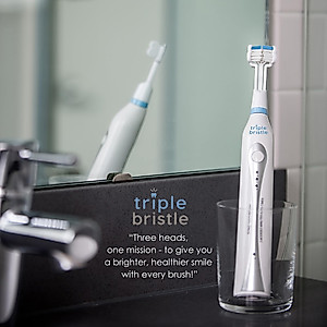 Triple Bristle Original Sonic Toothbrush | Rechargeable 31,000 VPM Tooth Brush | Patented 3 Head Design | Angled Bristles Clean Each Tooth | Dentist Created & Approved Original