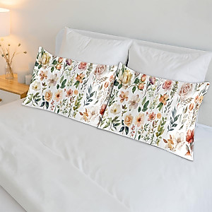 Flowers Peony Roses Satin Pillow Cases Silk Satin Pillowcase for Hair and Skin Standard Set of 2 Super Soft Silk Pillowcase with Envelope Closure (20x26 in)