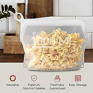 Reli. Reusable Silicone Bag (1 Pack) | Sandwich (1000 ml), Clear | Silicone Bag for Food Storage | Reusable Food Storage Bag for Food, Meal Prep, Storage | Leak-Proof, Dishwasher/Freezer Safe