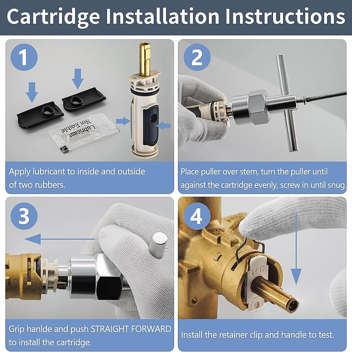 1222 Replacement Cartridge with Puller 104421, Compatible with Moen Tub Shower Single Handle Posi Temp Faucet (with lubricating grease)