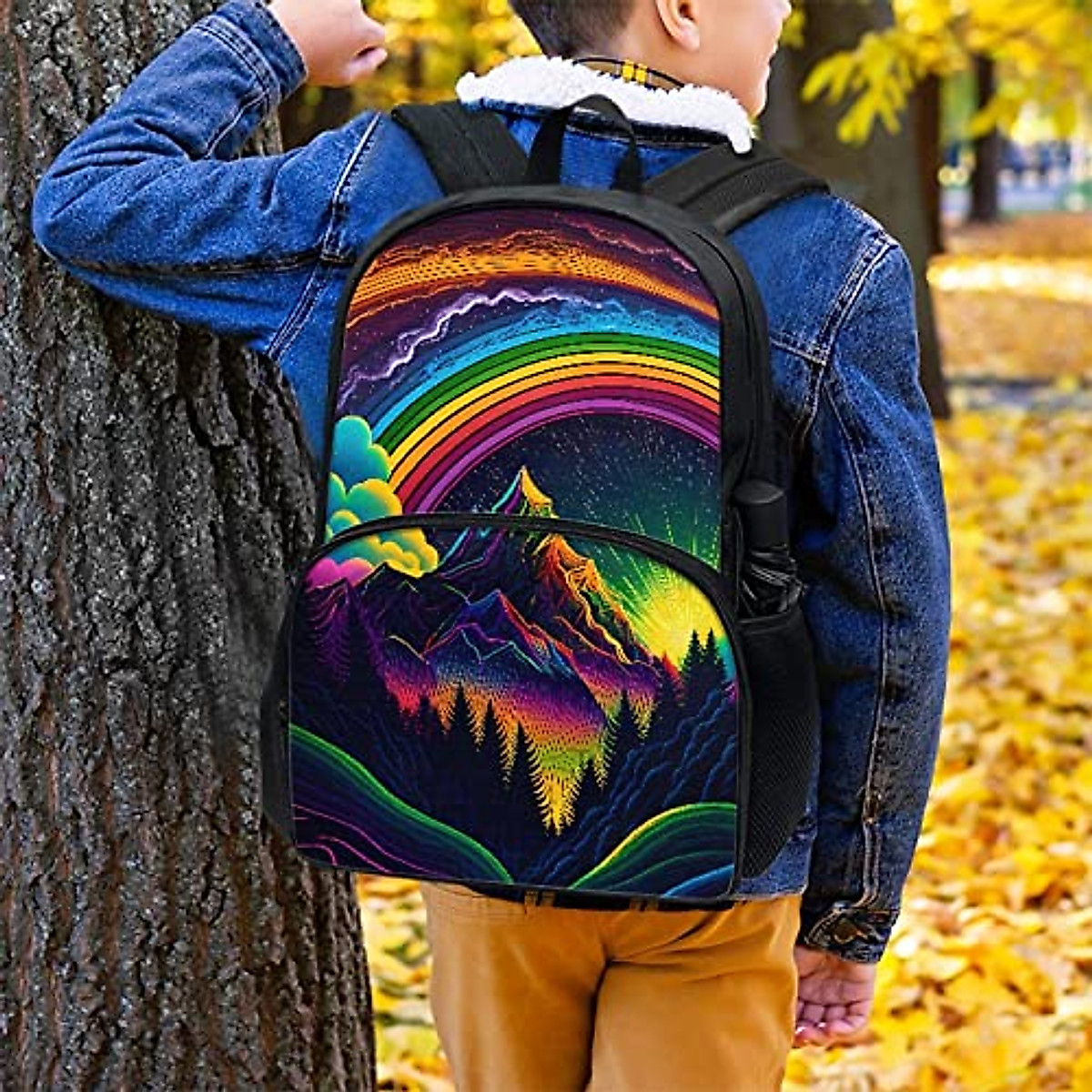 PORCLAY Rainbow Aurora Backpack Kids School Preschool Elementary Girl Bookbag Cute Aesthetic Preppy School Bag for Girls 3-5 Durable Laptop Rucksack Daypack