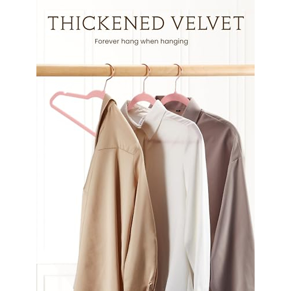 Smartor Pink Velvet Hangers - 50 Pack, Felt Hangers Non Slip Rose Gold Velvet Hangers, Heavy Duty Felt Hanger Flocked Hangers as Coat Hangers, Suit Hangers - Heavy Duty Clothes Hangers Velvet - Pink