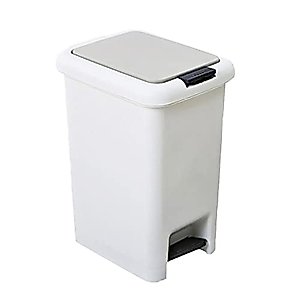 Trash Bin Trash Can Wastebasket White Plastic Garbage Bin,Kitchen Garbage Bin with Soft Close Lid and Foot Pedal Perfect for Bathroom, Bedroom, Office Garbage Can Waste Bin (Size : 15l)