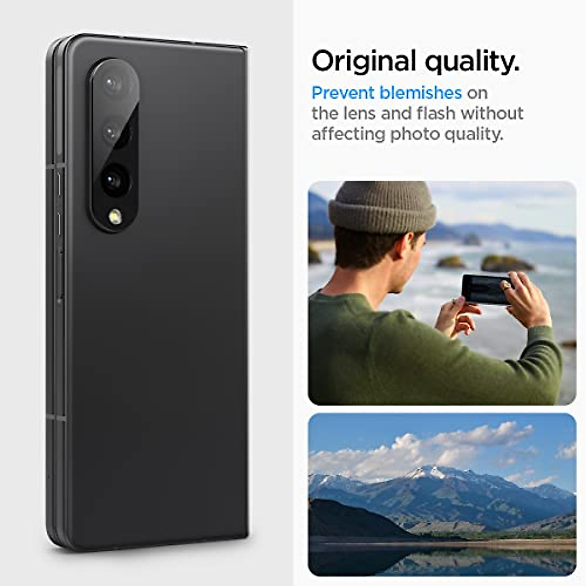 Spigen Camera Lens Screen Protector [GlasTR Optik] designed for Galaxy Z Fold 4 - Black [2 Pack]