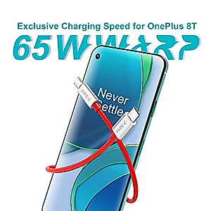VELOGK Warp Charge 65 Charging Cable [10V/6.5A] Exclusive for OnePlus 9 Pro/9R/9/8T Cable Replacement, 65W USB C to USB C Warp Charger Adapter Cord(6.6ft/2M)