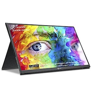 Portable Monitor,15.6 inch 1080P FHD USB C Laptop Monitor HDMI Computer Display External Monitor for Laptop Ultra Slim IPS Screen Gaming Monitor for PC PS4 Xbox Switch Phone, Built in Speaker
