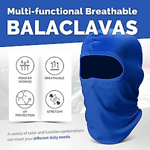 6 Pack Balaclava Ski Face Mask: Cooling Neck Gaiter Full Head Mask Breathable Face Cover Hood Mask Scarf Motorcycle Gator for Men Women Cycling Fishing Running Sun Protection Outdoor, Blue