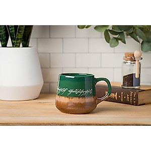 Silver Buffalo Lord of The Rings Elven Text High Gloss Reactive Glaze Tapered Pottery Mug,14 Ounces