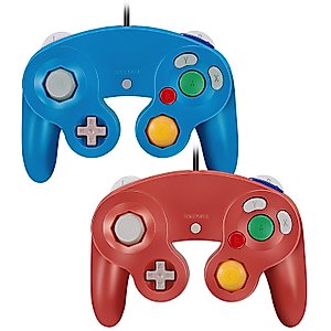 VOYEE GC Controller - 2 Pack Classic Wired Controllers Gamepad Replacement for Nintendo Wii Gamecube (Blue & Red)