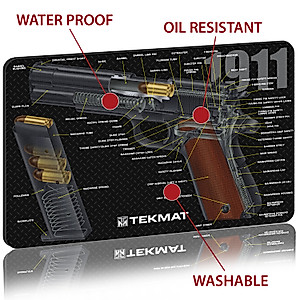 TekMat Cutaway Gun Cleaning Mat for use with 1911, Black, 17 x 11