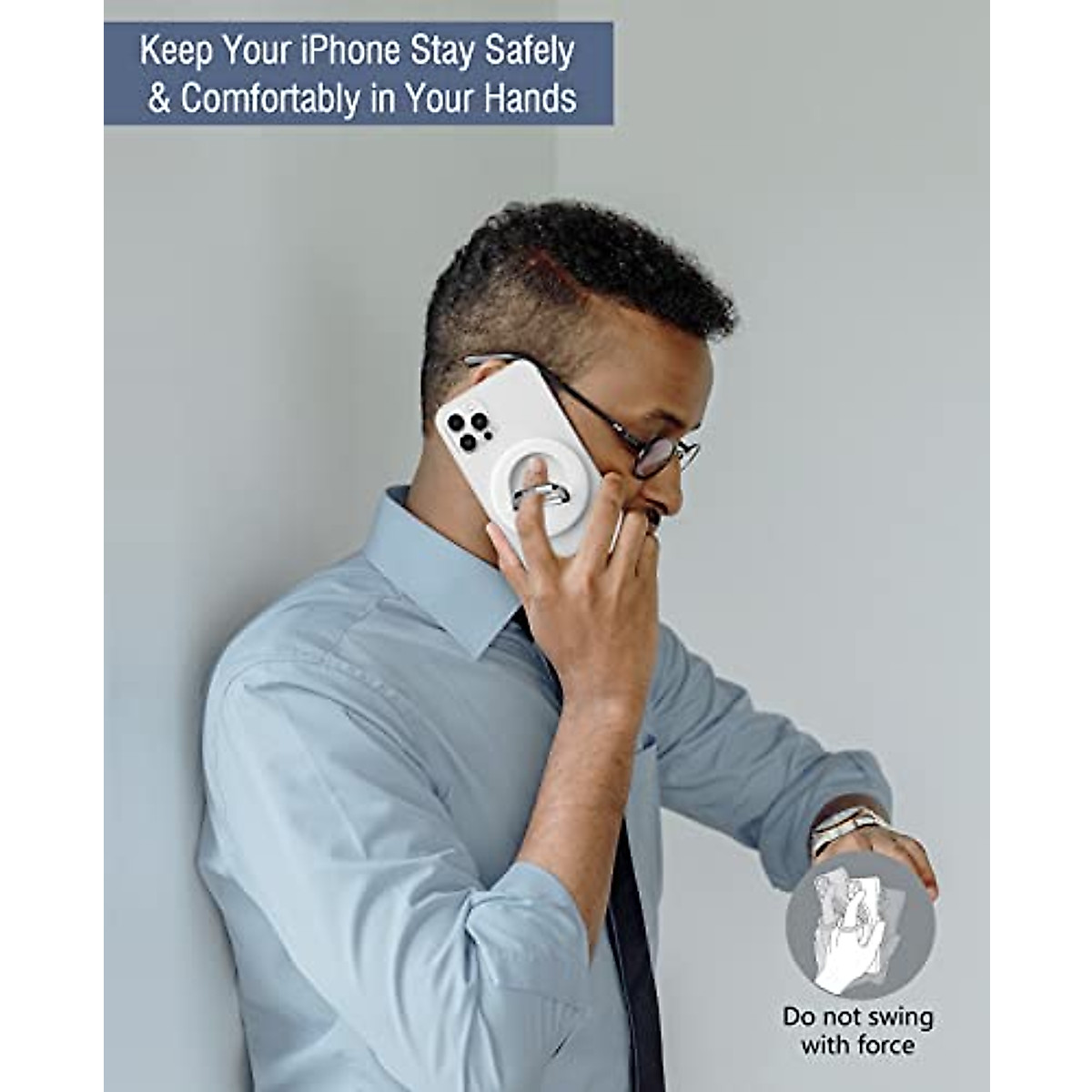 B-Land Magnetic Phone Ring Holder Compatible with MagSafe,Adjustable Finger Ring Grip, Removable for Wireless Charging,Only for iPhone 13, 13 Pro, 13 Mini, 13 Pro Max, 12, 12 Pro, 12 Mini,12 Pro Max