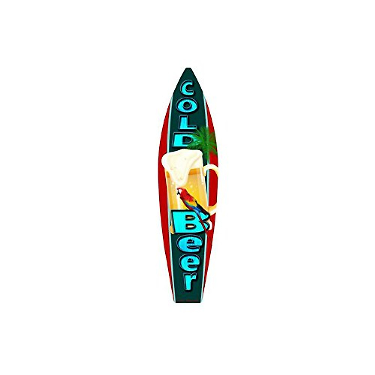 Bundle: Surfboard Wall Art Decor, Metal Drinks Beach Signs - Cold Beer Surfboard Sign, Tiki Bar Surfboard Sign, Margarita Surfboard Sign & Martinis Surfboard Sign
