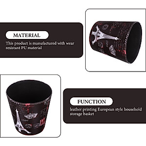 GANAZONO Tower Garbage Bin Vintage Leather Trash Can Retro Waste Toillet Paper Garbage Bin Basket Wastebasket Dustbin for Bathroom Bedroom Office Eiffel Tower Garbage Cans Waste Paper Basket