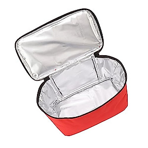 Aqur2020 Insulated Grocery Bag, Sustainable 3 Layers Large Capacity Food Transport Carrier Portable Reinforced Handles with Zipper for Camping (Red)