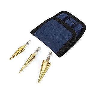 3-12/4-12/4-20mm High Speed Steel Step Drill Bit, 3Pcs Cone Hex Shank Plating Drill, Ideal for Cutting Holes