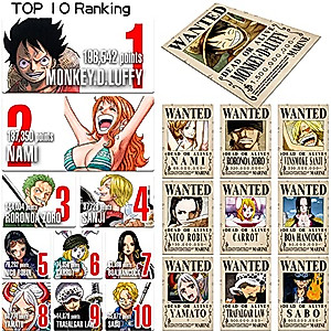 Looyat 30 Pcs Poster, 29cm*20cm Wanted Poster Including Popular Ranking Characters Bright
