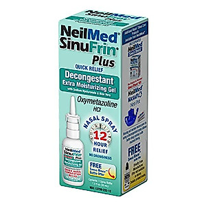 NeilMed SinuFrin Plus Decongestant 12 Hour Nasal Congestion Moisturizing Gel with Sodium Hyaluronate & Aloe Vera - 30mL Bonus Pack