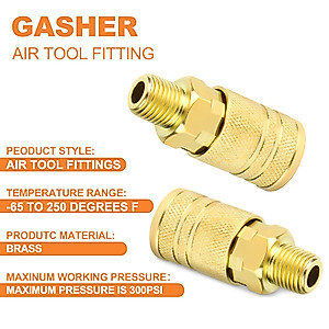 GASHER 12PCS 1/4-Inch Male Industrial Coupler,1/4 Inch NPT Male Threads Size, Quick Connect Air Coupler