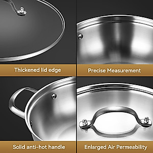 LOLYKITCH 12 Inch Tri-Ply Stainless Steel Sauté Pan with Lid,4 QT Hot Pot, Everyday Pan,Kadhai,Induction Cooking Pan,Jumbo Cooker,Dishwasher and Oven Safe.