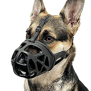 Dog Muzzle, Basket Muzzle for Biting, Chewing and Scavenging, Humane Cage Mouth Cover, Perfect for Grooming and Training Medium, Large Aggressive Reactive Dogs