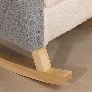 Qaba Kids Sofa, Toddler Rocking Chair with Solid Wooden Frame, Faux Lamb Fleece Fabric, Kids Arm Chair for Nursery or Playroom, Ages 18-36 Months, Gray