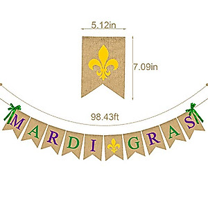 Rainlemon Jute Burlap Mardi Gras Banner March Party Mantel Fireplace Garland Decoration Supply