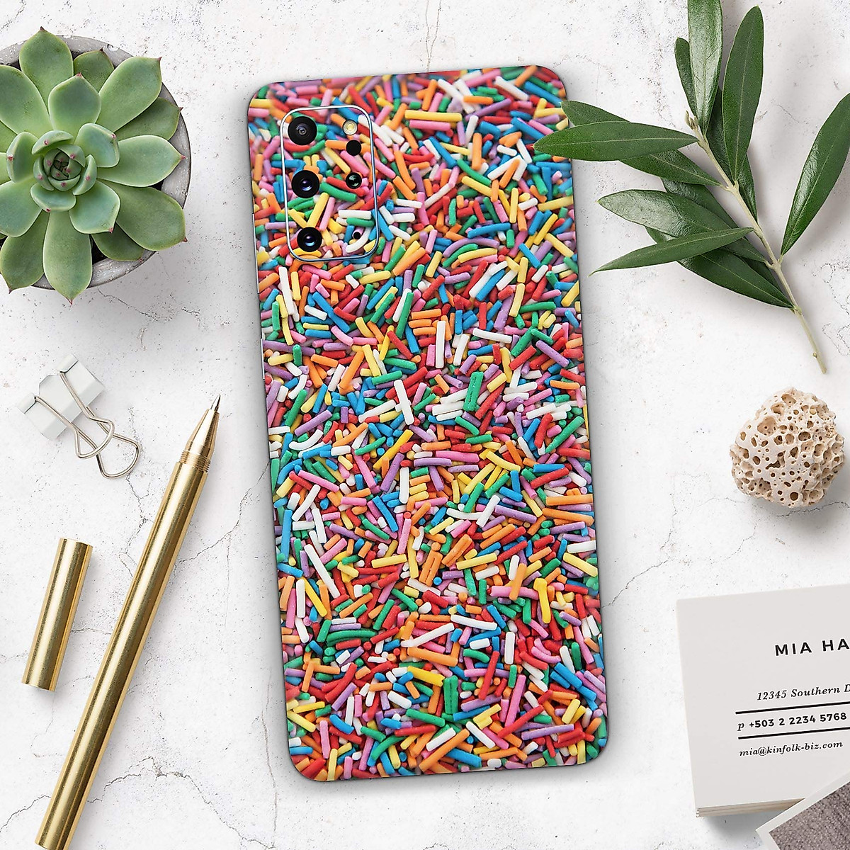 DesignSkinz Colorful Candy Sprinkles Protective Vinyl Decal Wrap Skin Cover Compatible with The Samsung Galaxy S20 (Screen Trim & Back Glass Skin)