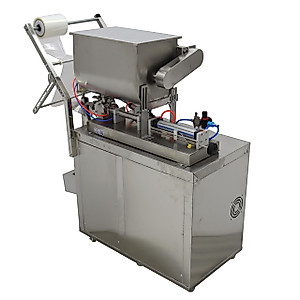 PreAsion Automatic Liquid Paste Filling Packaging Sealing Machine 10-100ml with Mix Hopper for Vinegar Sauce Salsa Sauce Stainless Steel Three Sides Sealing 3inch Wide