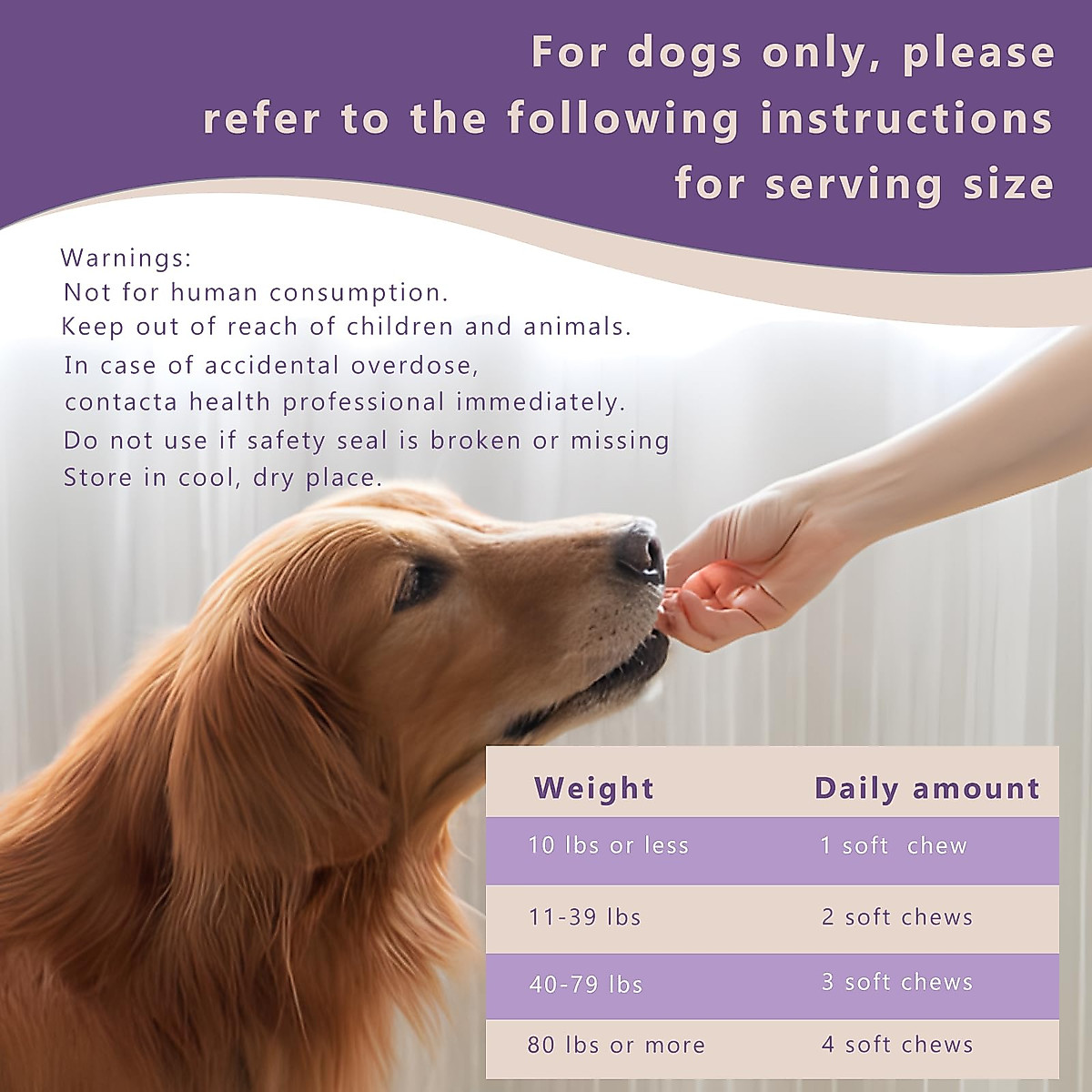 VVWVVW Calming Chews for Dogs 120PCs, Dog Calming Chews for Dog Anxiety Relief, Promote Relaxation, Aid with Separation, Barking and Sleeping, Natural Ingredients Calming Treats for Dogs