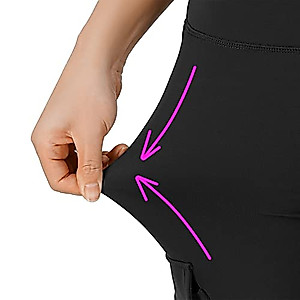 GymSmart Mid Waisted Yoga Cargo Pants for Women Stretch Bootcut Casual Pants Black