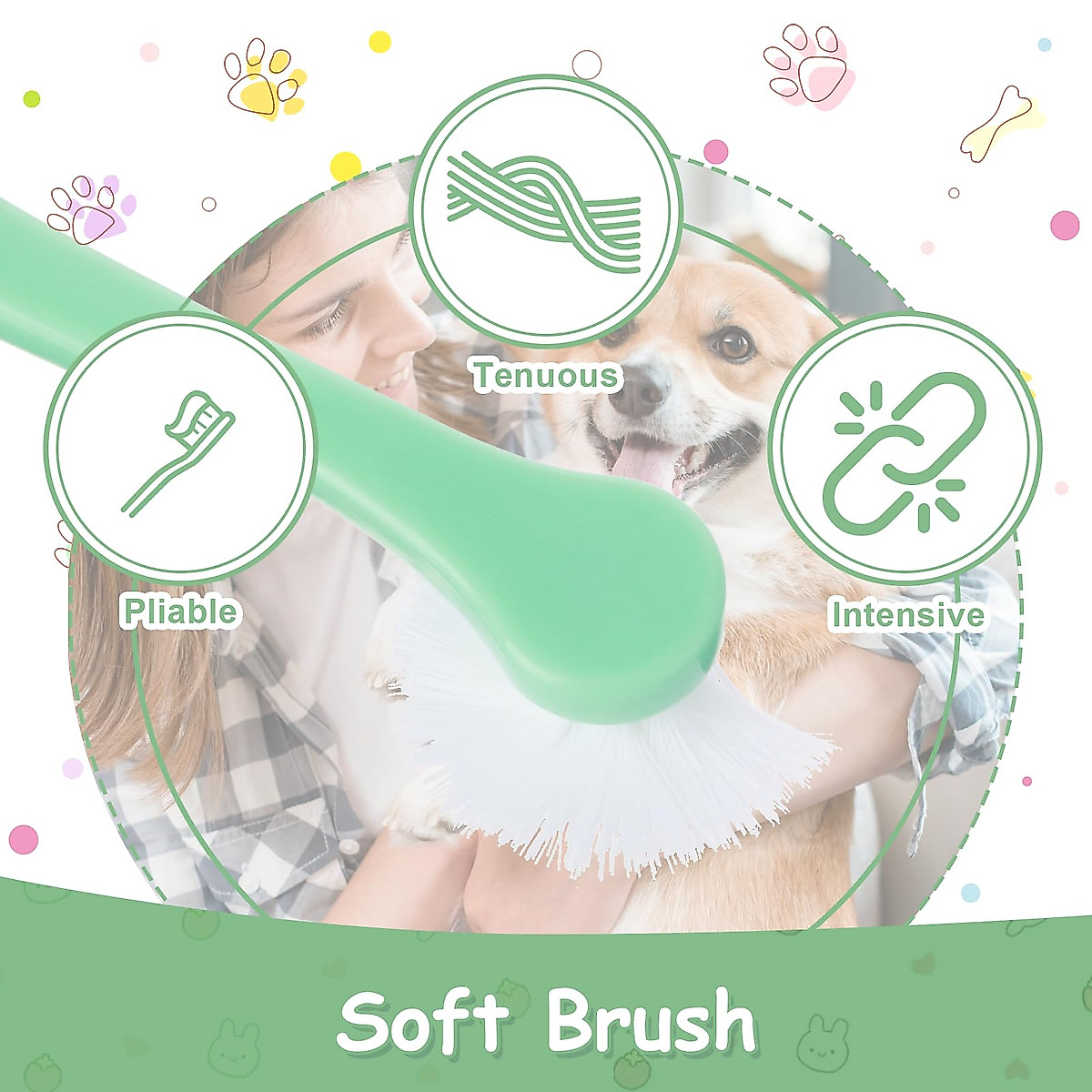 Lusofie 4pcs Dog Toothbrush Mini Head Puppy Toothbrush for Pet Toothbrush Cleaning Kit，Small Tooth Brush for Puppies Cat Tooth Brush Soft Bristles Small Dog Toothbrush Brushing Kit