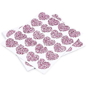 200-Pack 1.5-Inch Holographic Glitter Heart Stickers, Adhesive Sparkle Decals, Envelope Seal Stickers for Wedding, Birthday, and Graduation Invitations, Crafting Supplies (Hot Pink)