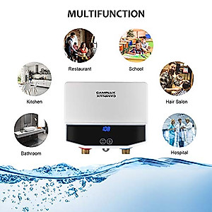 CAMPLUX Tankless Water Heater Electric with LED Display 120V Instant Water Heaters Under Sink 3.5kw TE04