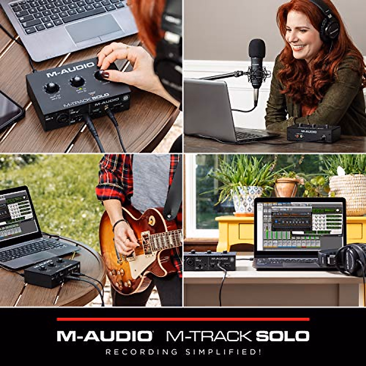 M-Audio M-Track Solo – USB Audio Interface for Recording, Streaming and Podcasting with XLR, Line and DI Inputs, Plus a Software Suite Included