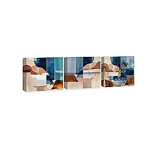 Wynwood Studio Abstract Modern Canvas Wall Art Mountain Beach Shades Set Living Room Bedroom and Bathroom Home Decor 30 in x 30 in Blue and Brown