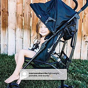 Jeep PowerGlyde Plus Stroller by Delta Children - Lightweight Travel Stroller with Smoothest Ride, Aluminum Frame, 4-Position Recline, Extra Large Storage Basket, Black