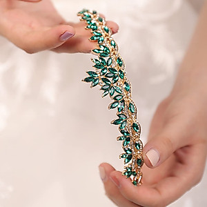 JWICOS Vintage Bridal Wedding Tiara Crystal Gemstone Queen Crown for Brides Rhinestone Halloween Crown for Women and Girls