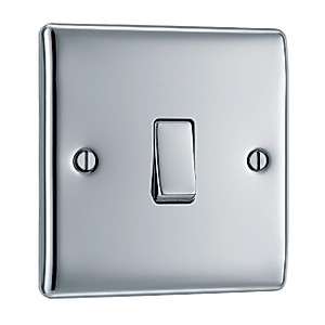 masterplug BG Electrical NPC12 Nexus Metal Polished Chrome 1 Gang 2 Way 10 A Plate Switch