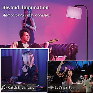 FINNCHY Black Floor Lamp with Remote Control, Adjustable Height Dimmable Floor Lamp for Bedroom, Arc Modern Floor Lamps Black Standing Lamps for Living Room, Smart Floor Lamp with 9W LED Bulb