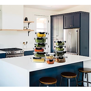 24-Pcs glass food containers set(12 Airtight, Freezer and Microwave Safe Food Storage Containers and 12 Lids), Glass Meal Prep Containers,BPA-free. Microwave,freezer,oven and Dishwasher safe.