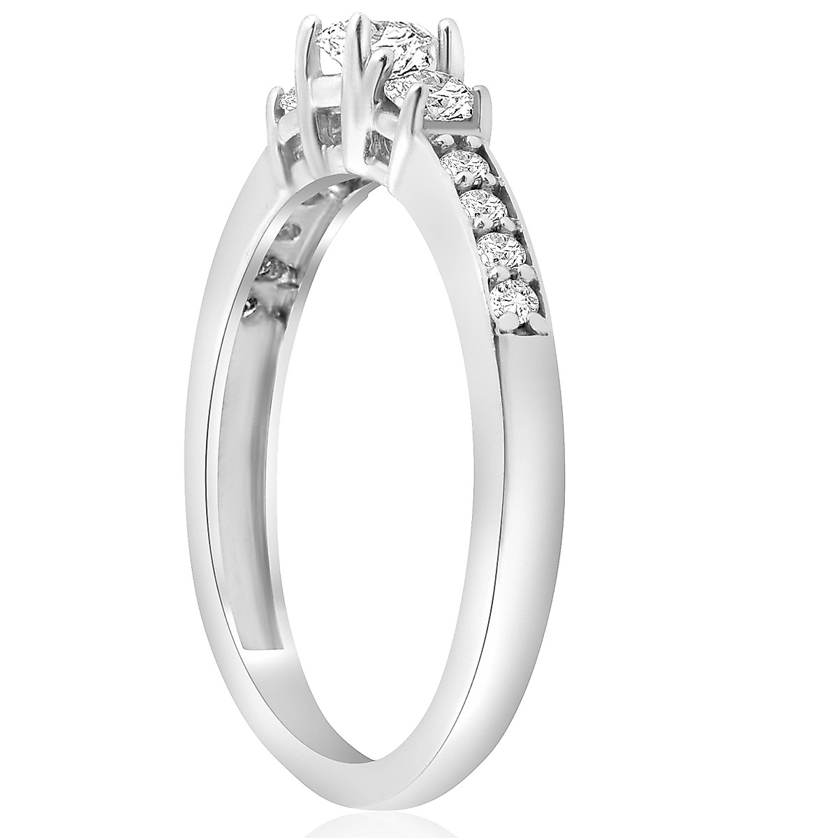 P3 POMPEII3 3/4ct Three Stone Round Diamond Engagement Ring 14K White Gold - Size 10