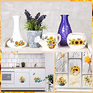 Cieovo 9 Sheets Sunflower Stickers Rub on Transfers Stickers Vintage Furniture Flowers Rub on Transfers Stickers Decal for Home Office Paper Wood Furniture Arts DIY Craft