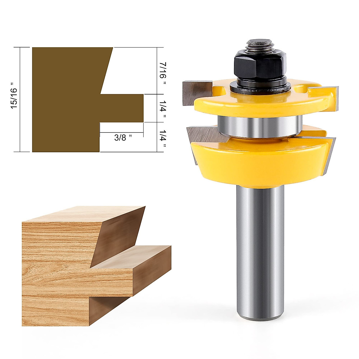 Shaker Rail and Stile Router Bits, Newdeli 1/2 Inch Shank Tongue and Groove Router Bit, Professional Carbide Milling Cutters for Woodworking for Cabinet Doors