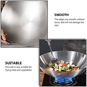 1pc Stainless Steel Wok Kitchen Gadget Household Wok Kitchen Supply Cooking Wok Home Cooking Pot Wok for Home Premium Pot Frying Pot Stainless Steel Frying Pan Cooking Pan